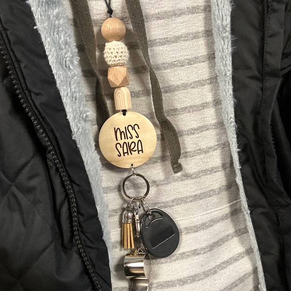 Boho Rainbow Daisy Beaded Teacher Lanyard, ID Badge Holder, Lanyard for ...