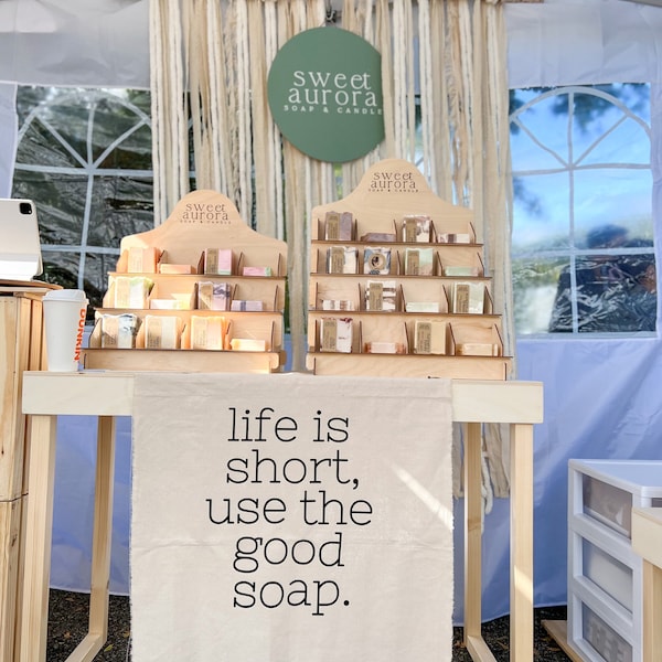 Soap Display Stand: Custom 3-tier Wooden Vendor Shelf, Tabletop Soap ...