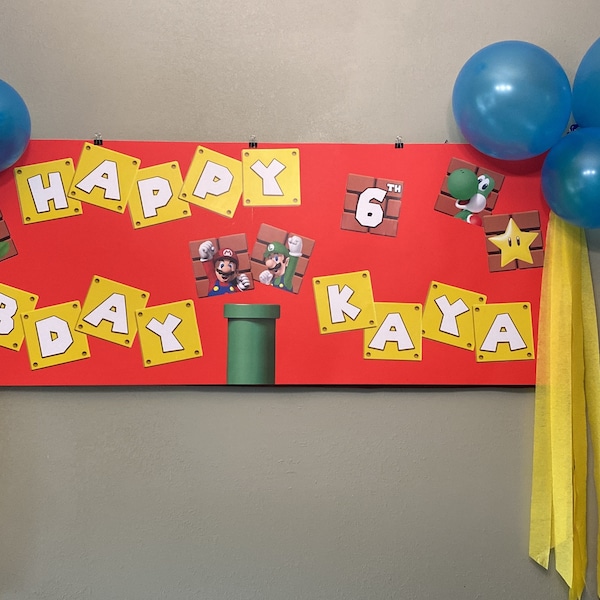 Super Mario Digital Bunting Banner Birthday Download Printable at Home ...