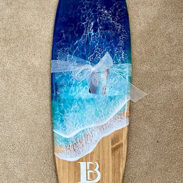 Live Edge Bath Board With Ocean Waves, Black Walnut Wood - Etsy