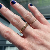 Chevron Wave Ring 14k SOLID Tri Color Gold Stacking Band Set of 3 Ring ...