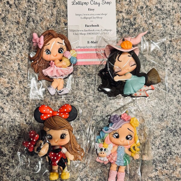 12 Minature Princess Clays for Bows- Clay Bow Center Clay Doll, Clay ...