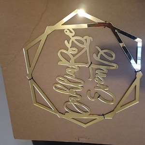 Custom Acrylic Name Sign Backdrop, Geometric Name Sign Acrylic, Wedding ...