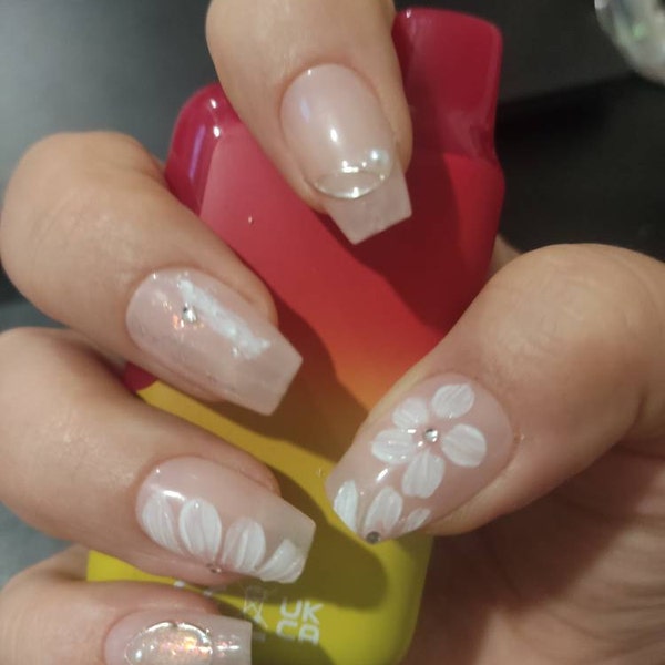 Retro European Nail/long Almond Nails/handmade Press on Nails/red and ...