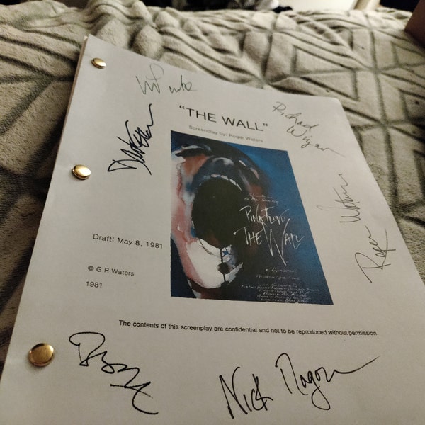 Pink Floyd "the Wall" Entire Movie Script Signed Screenplay Autographed ...