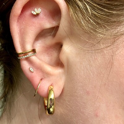 14k Yellow Gold Conch Labret Top W/ Titanium Post Octopus - Etsy