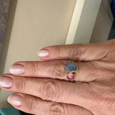 Red Tourmaline Ring, Cherry Tourmaline Ring, Pink Tourmaline Cabochon ...