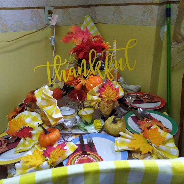 Thankful Sign for Thanksgiving Table Centerpiece or Home Decor, Wooden ...