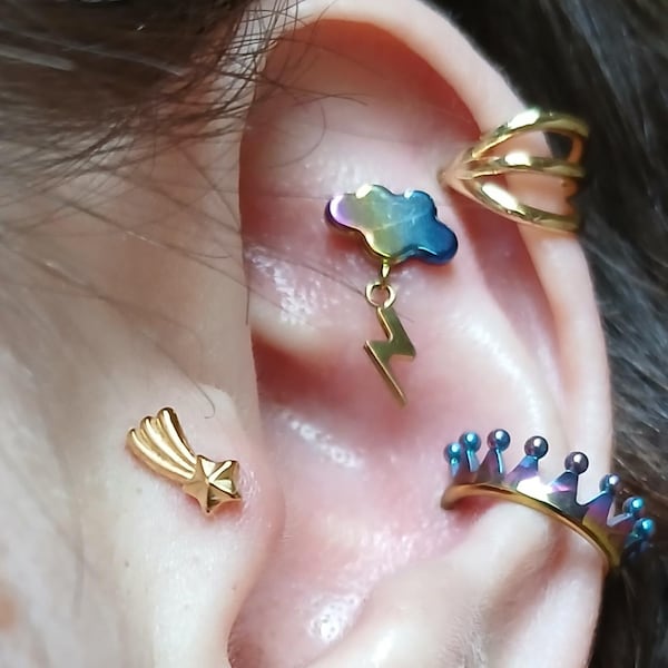 Dainty Sun Daith Ring, Hinged Clicker Hoop, 16ga 8mm or 10mm, Unisex ...