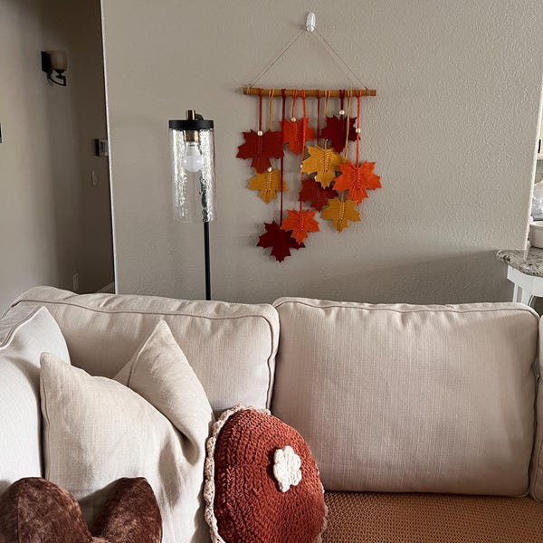 Macrame Leaf Art, Autumn Decor, Fall Leaf, Modern Wall Tapestry ...