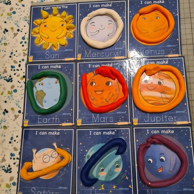 Solar System Outer Space Play Doh Mats Fine Motor Skills Visual Cards ...