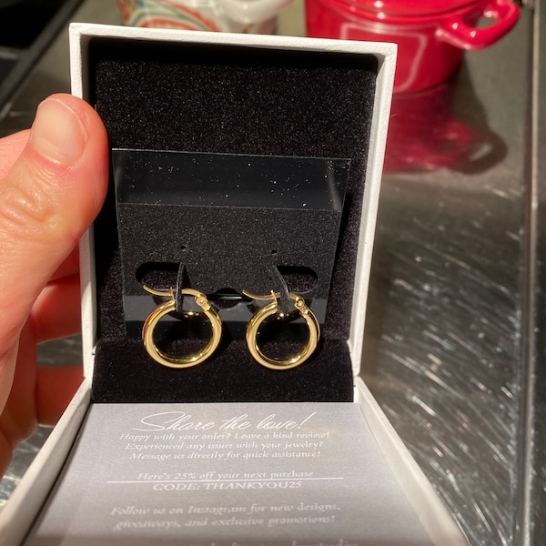 Medium Thick Gold Hoop Earrings, Little Gold Hoops, Gold Hoop Earrings ...