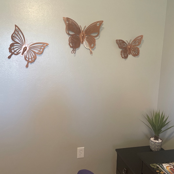3D Metal Butterfly Wall Art Set of 3, Butterfly Wall Decor, Wall ...