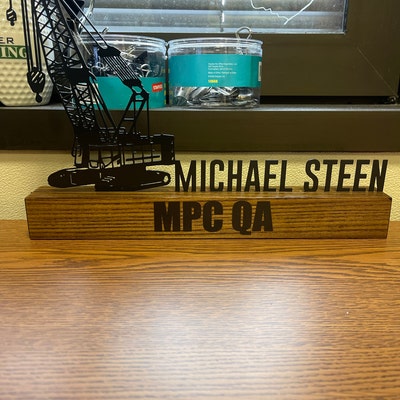 Custom Excavator Desk Name Plate Wedge, Personalized Nameplate Office ...