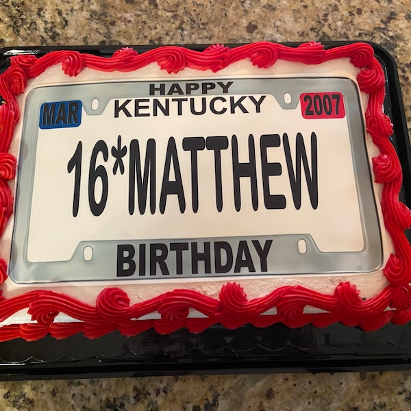License Plate Edible Cake Topper - Etsy