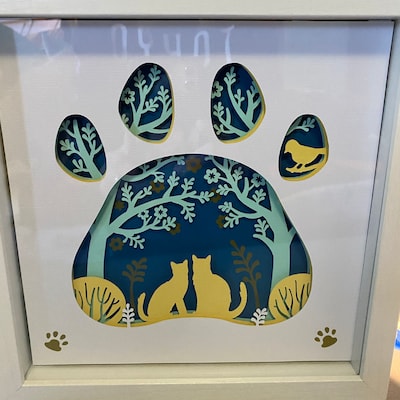 2,3,4 Cats Paw Shadow Box SVG, 3d Papercut SVG, Layered Paper Art ...