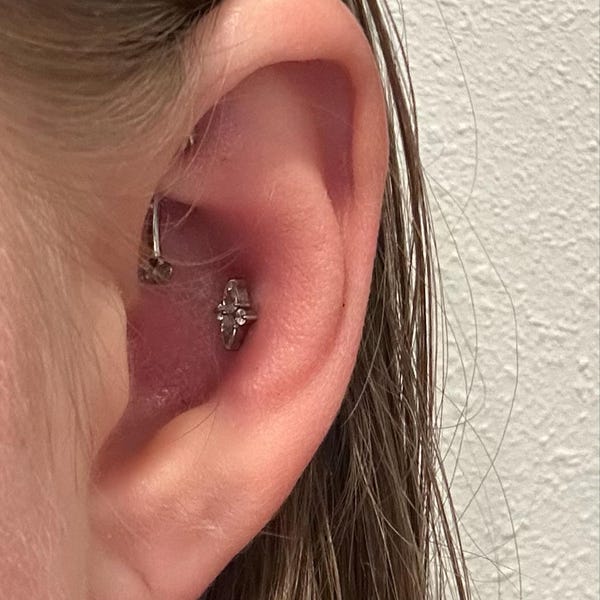 ASTM F136 Pear Star Titanium Conch Earring, Conch Labret, Internally ...