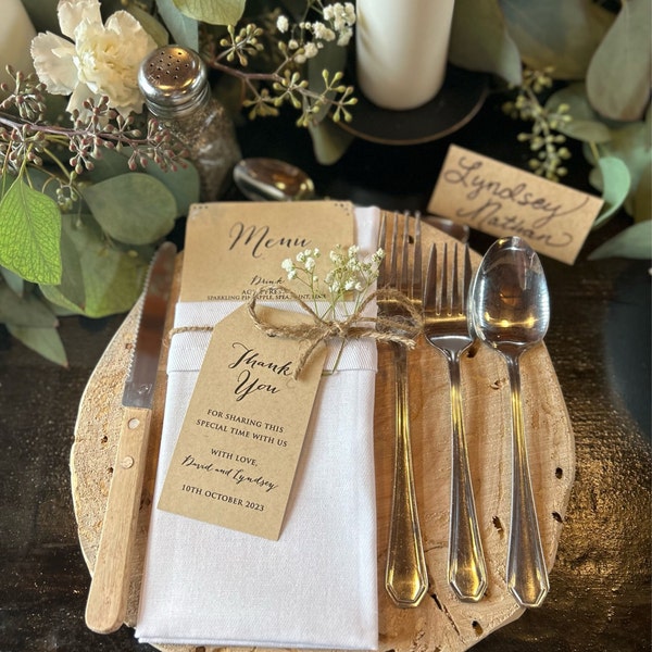 Simple Printed Menus - Printed Wedding Menus - Simple Rustic Menus ...