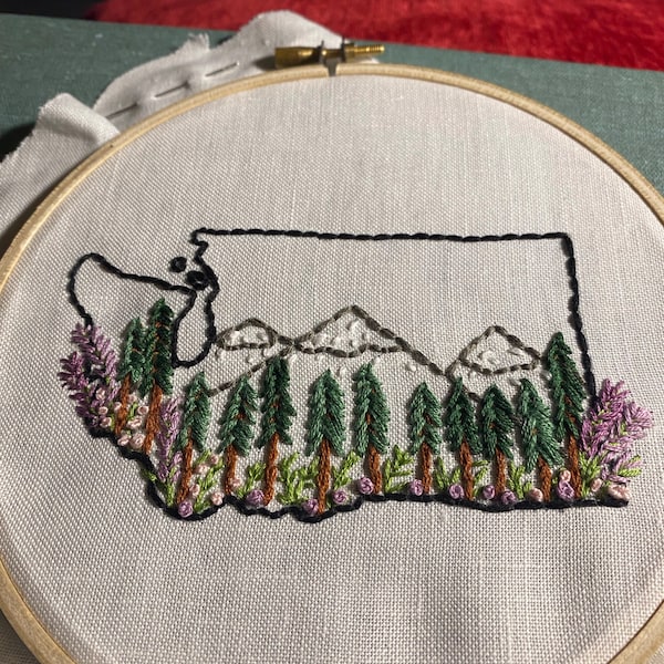Washington State Embroidery Pattern - Digital Download - Pattern and ...