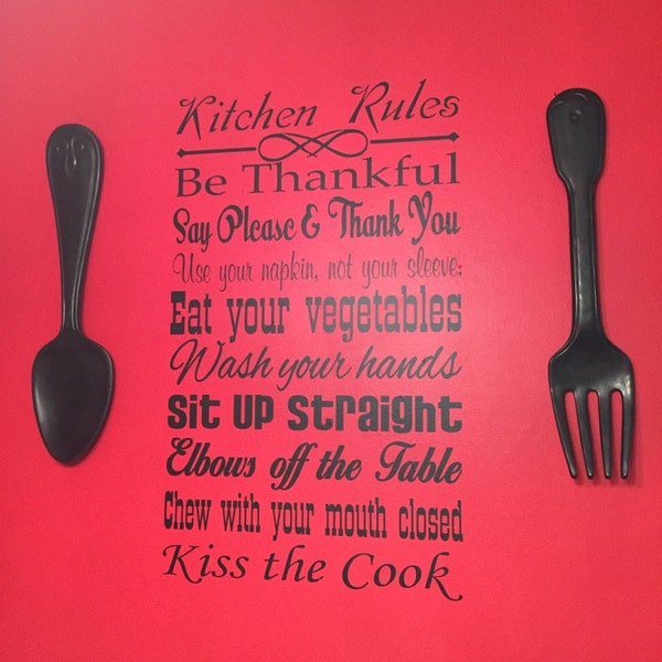 Kitchen Rules Wall Decal - Kitchen Decor Vinyl Wall Decal - Subway ...