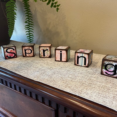 Spring Wood Blocks, Spring Tier Tray Decor, Farmhouse Decor, Wood ...