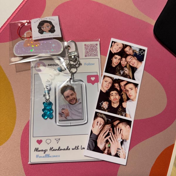 Liam Payne Keychain - Double Sided Photo Frame With Beaded Name Charm ...
