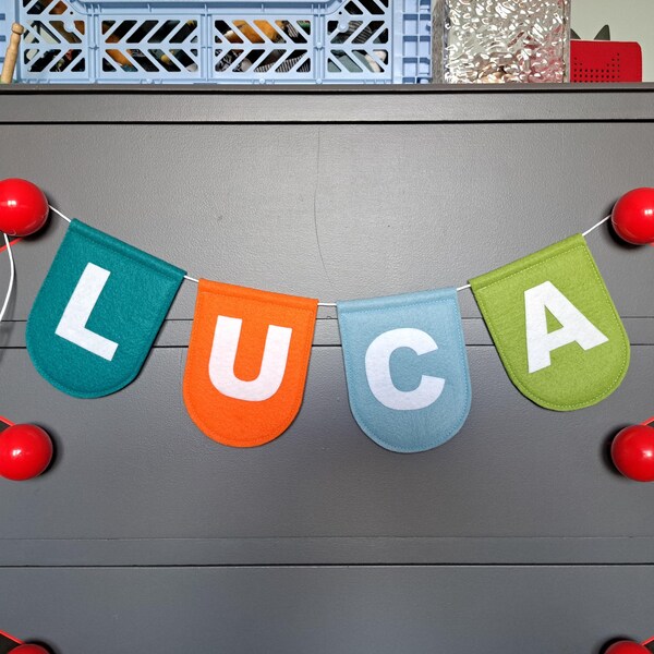 Large Boho Personalised Felt Garland - Land & Sea Customised Nursery ...