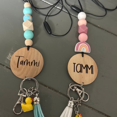 Boho Rainbow Daisy Beaded Teacher Lanyard, ID Badge Holder, Lanyard for ...