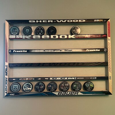 Hockey Puck Display W/display Area hockey Room Decor, Hockey Player ...