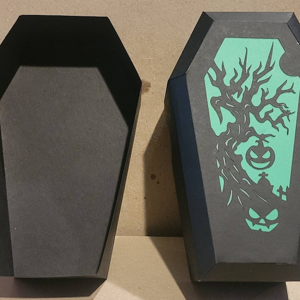 Pack 4 Coffin Box SVG, Silhouette Studio Templates Creating Halloween ...