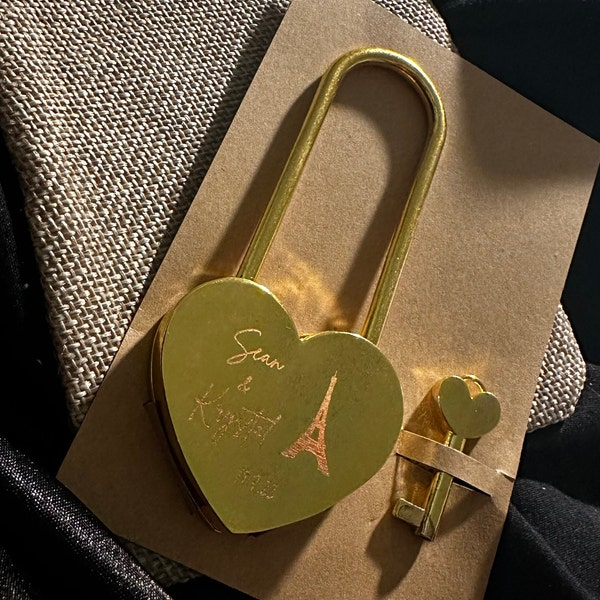 Engraved Heart Love Lock With Key - Travel Bridge Love Locks, Custom ...