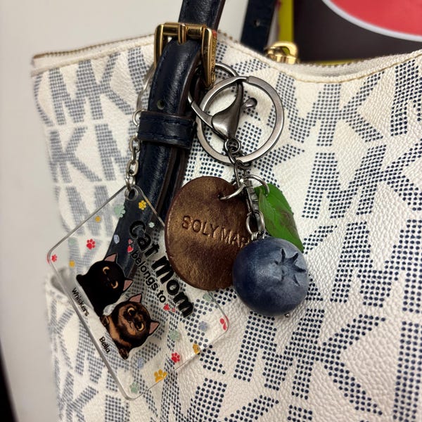 Handmade Big Blueberry Keychain, Blueberry Bag Charm, Berry Purse Charm ...