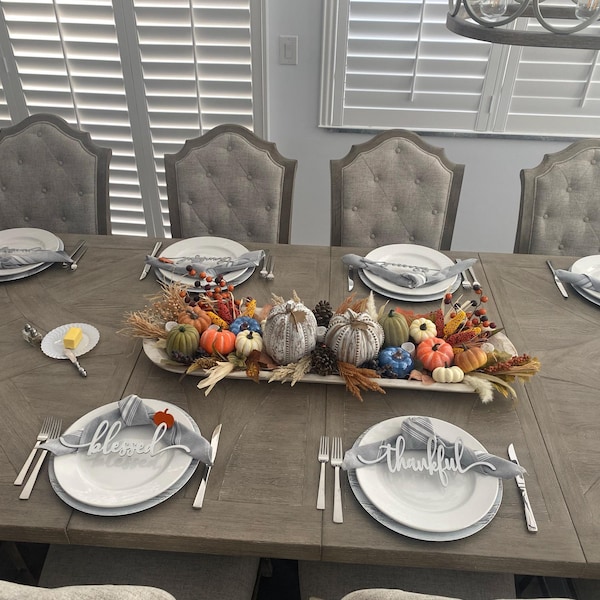 Table Word Place Setting, Thanksgiving Decor, Formal Dining Room, Fall ...