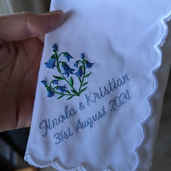 Personalised Wedding Handkerchief, Scalloped Edge Embroidered ...