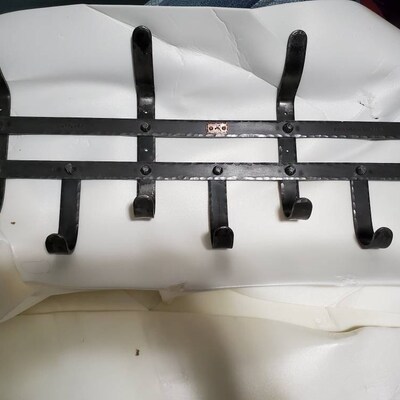 IRON COAT RACK hand Forged by a Blacksmith Rustic Hooks Dark Wax ...