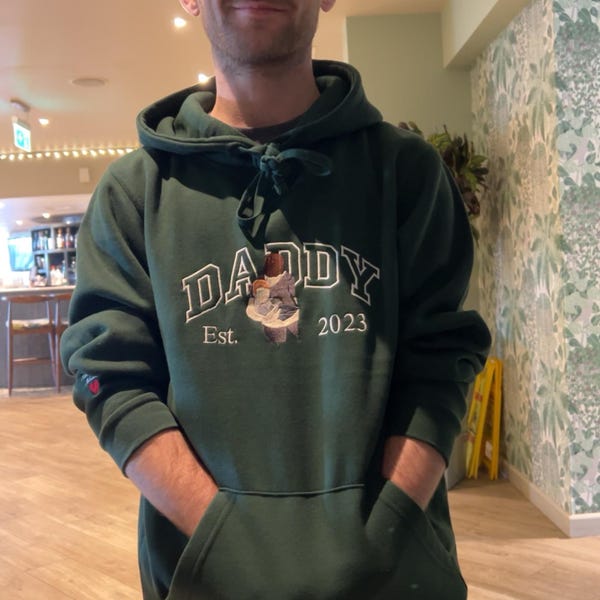 Custom Daddy Photo Sweatshirts, Embroidered Sketch From Portrait ...