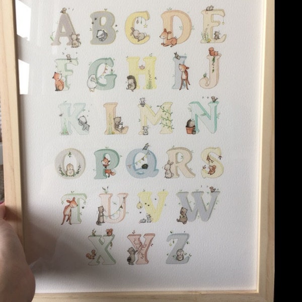 Alphabet Print, UNFRAMED Nursery Art, Whimsical, Kid's Picture ...