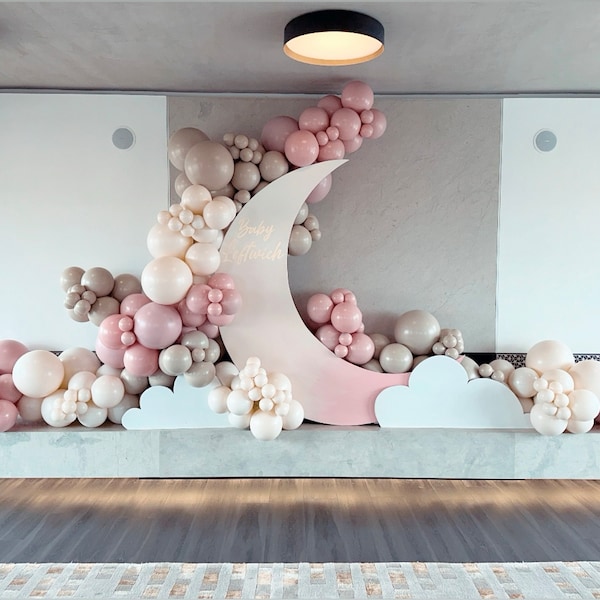 6ft Over the Moon and Clouds Template Backdrop Decorations With Stand ...