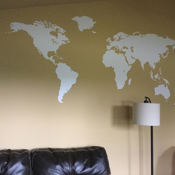 Large World Map Decal . Removable World Map Wall Stickers . Colorful ...
