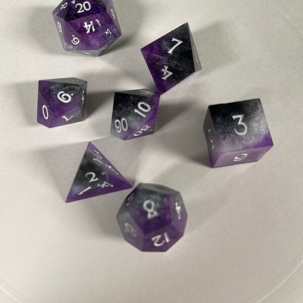 Ace-teroid Asexual Pride Resin Sharp Edge Dice Set 7 for Role Playing ...