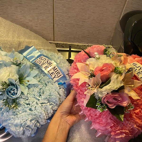 BABY BLUE and or WHITE Heart Funeral Memorial Tribute Artificial ...