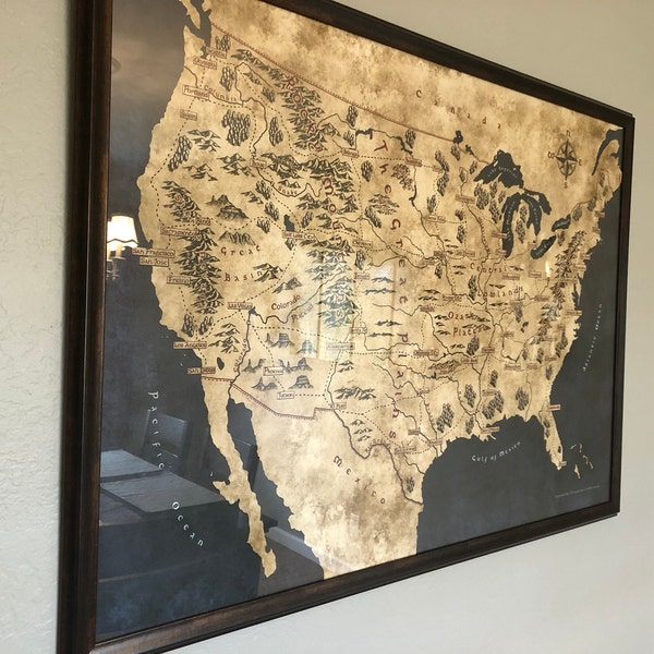 Fantasy Map of United States, USA Map - Etsy