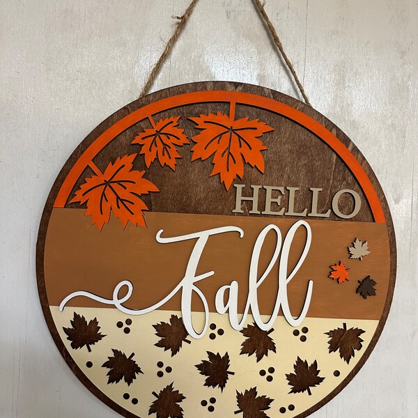 Hello Fall Sign SVG, Fall Door Round SVG, Fall Welcome, Fall Porch ...