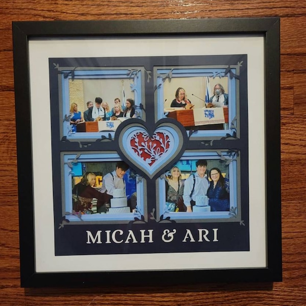 3D Family Gallery Shadow Box, Custom Name, Multi Photo Frame, Family ...