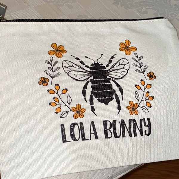 Personalized Makeup Bag, Bee Makeup Bag, Honey Bee Makeup Bag, Bridal ...