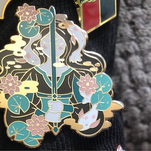 Moon Rabbit Hard Enamel Pin Gold, White Bunny Rabbit Lapel Pin ...