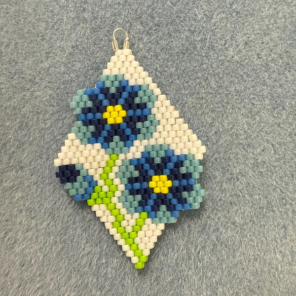 Brick Stitch Flower Earring Pattern Forget Me Not Seed Bead Fringe ...