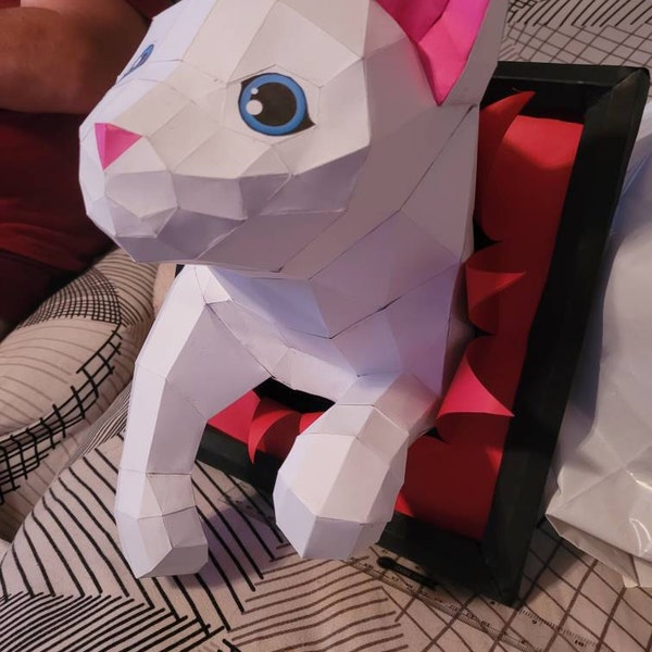 Cat 3d Paper Craft SVG and PDF, DIY Papercraft Cat Model Template ...