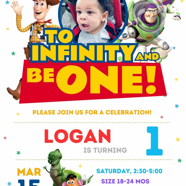 Toy Birthday Invitation, to Infinity and Be One, 1st Birthday ...