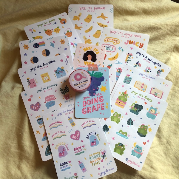 Banana Sticker Sheet - Kawaii Stickers - Cute Stationery - Journal ...